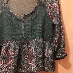 Band of Gypsies | Tops | Band Of Gypsies Dark Green Paisley Boho Mesh ...